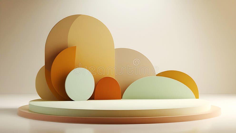 Abstract Geometric Display Platform in Earthy Tones Stock Illustration ...