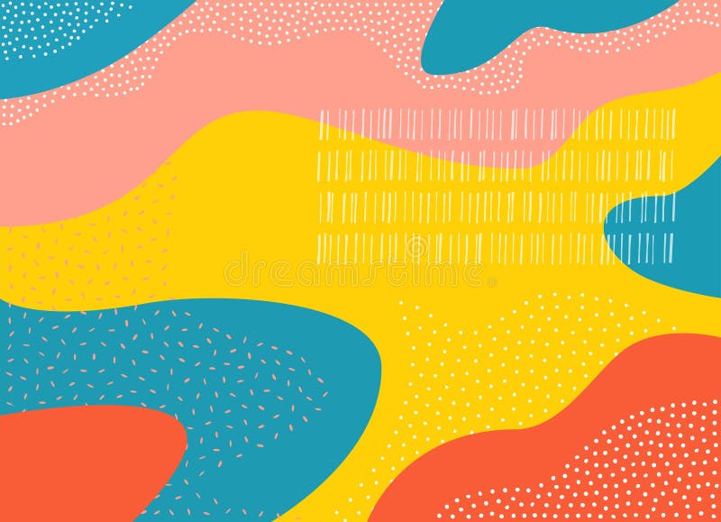 Abstract Geometric Doodle Background with Retro Handdrawn Cartoon Style ...