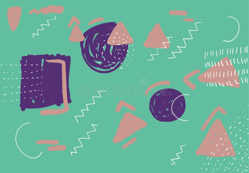 Abstract Geometric Doodle Background with Retro Handdrawn Cartoon Style ...