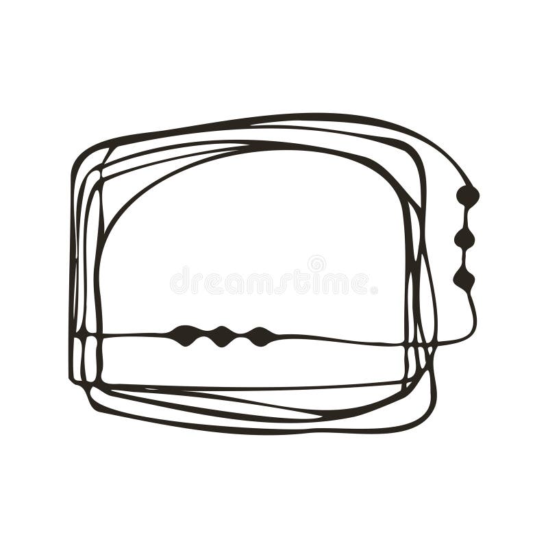Abstract Geometric Doodle Rectangular Frame with Dots, School Design Element. Black on White ...