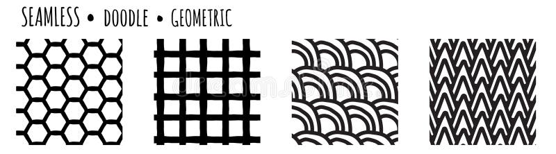 Abstract Geometric Doodle Seamless Pattern Hand Drawing Stock Vector ...