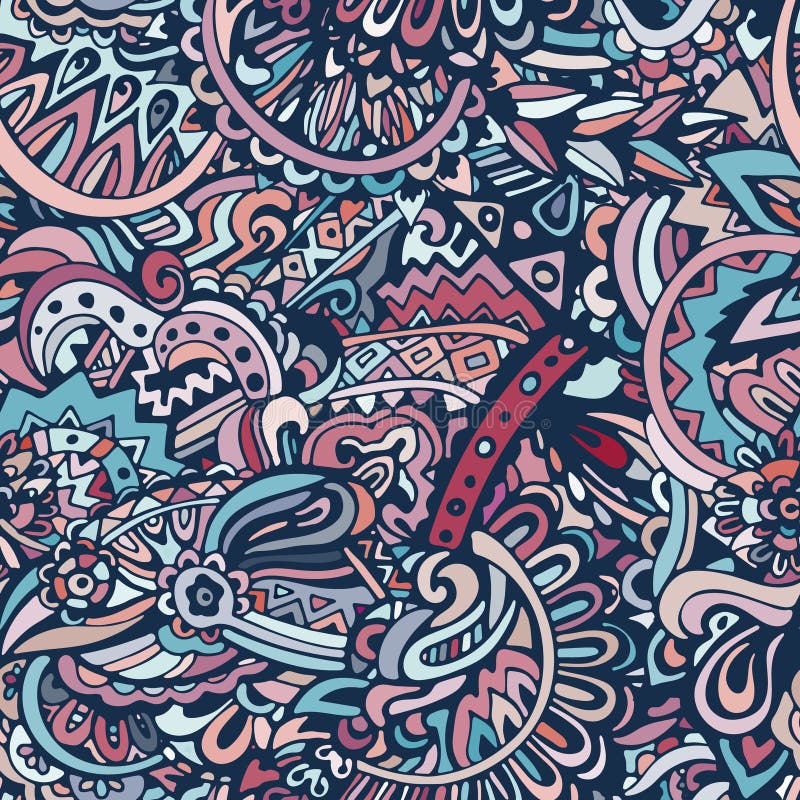 Abstract Geometric Doodles Seamless Pattern Ornamental Stock Vector ...