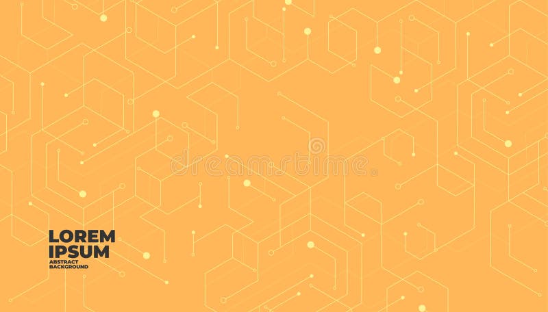Abstract Geometric Dots Connection on Orange Background. Abstract ...