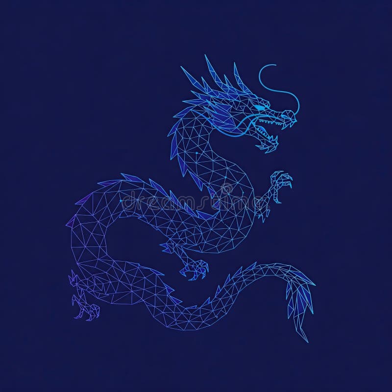 Vector Illustration of a Blue Dragon Stock Image - Image of pattern ...