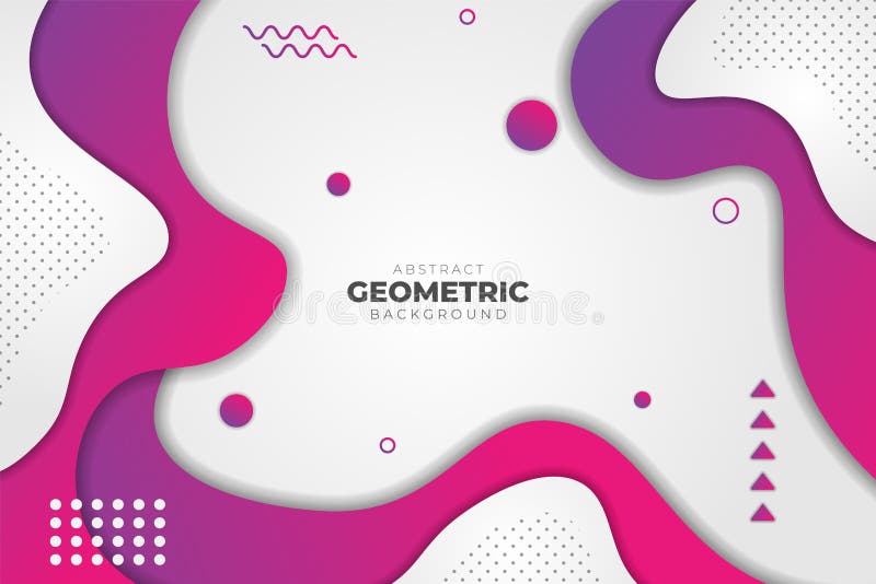 Abstract Geometric Dynamic Fluid Shape Purple Pink with White ...