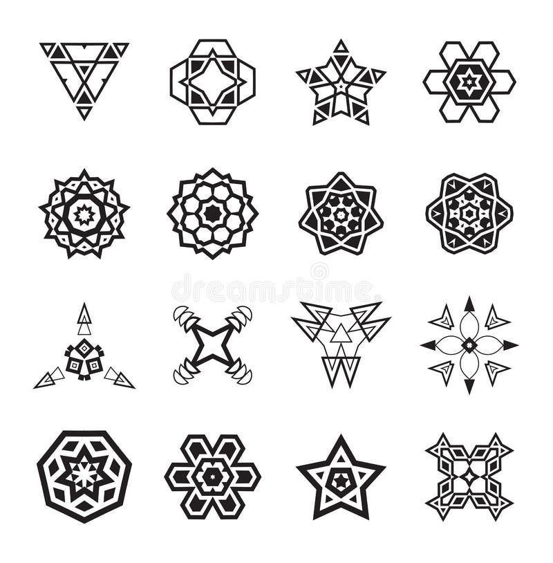 Abstract Geometric Elements, Pattern Ethnic Aztec or Maya Vector Stock ...