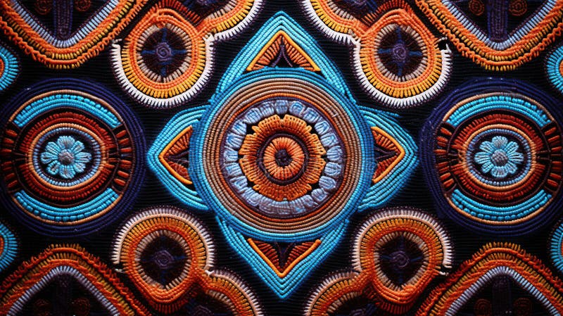 Abstract Geometric Embroidery Pattern Dark Colors Background Stock ...