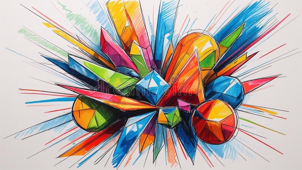 Abstract Geometric Explosion Vibrant Crystal Forms Dynamic Abstract ...