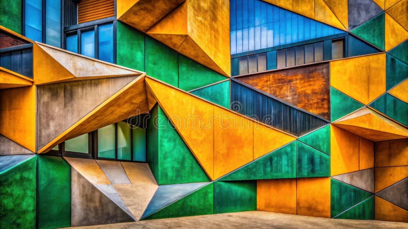 Abstract Geometric Facade of a Modern Building with Vibrant Colors and ...
