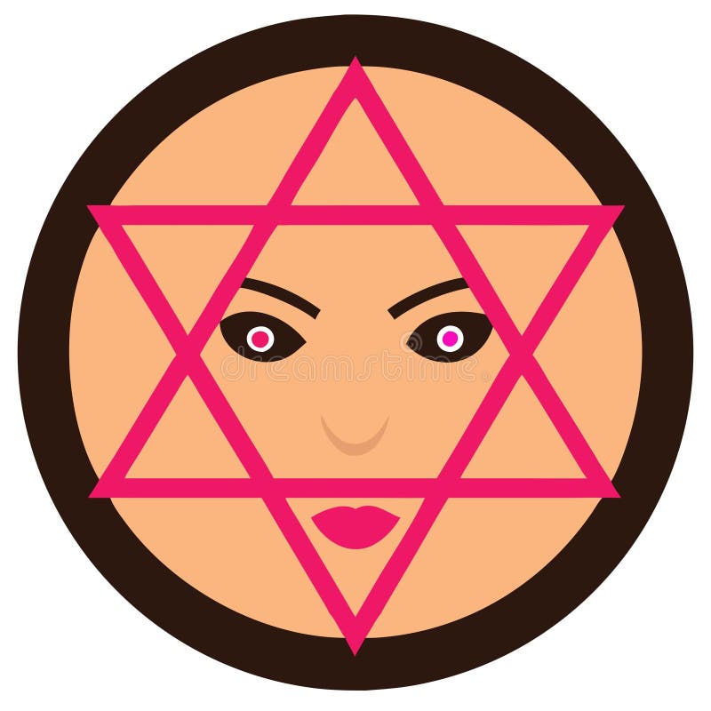 Abstract Geometric Face with Pink Star of David for Contemporary Design ...