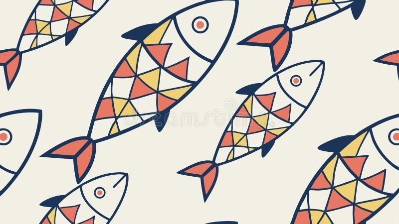 Abstract Geometric Fish Pattern, Modern Aquatic Art, Vector Design ...