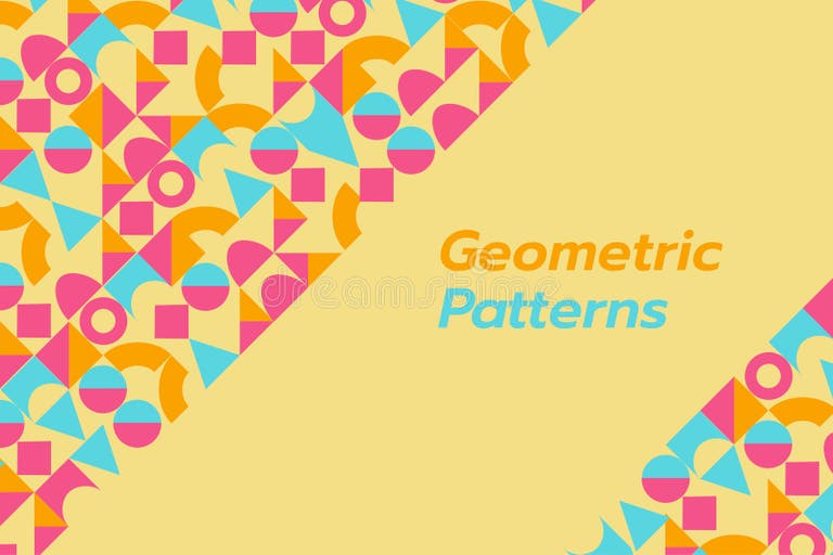 Abstract Geometric Flat Background Circle Triangle and Square Shape Vector Design Stock Vector ...