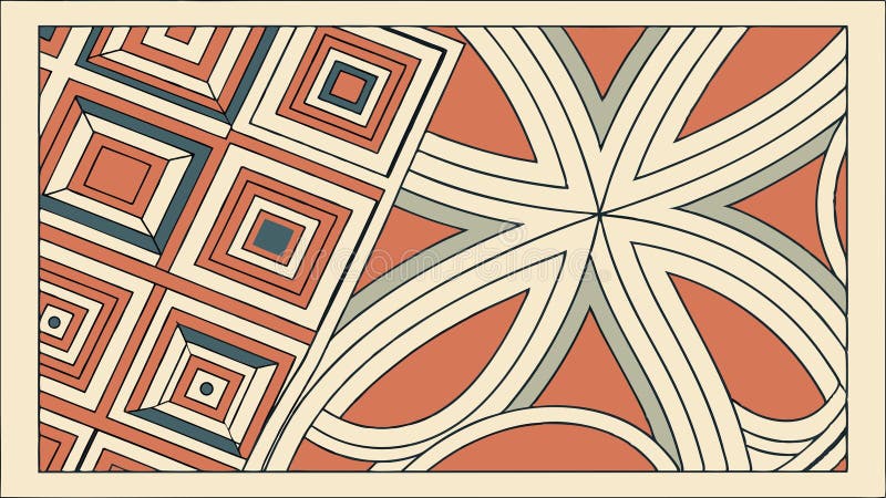 Abstract Geometric Floral Pattern with Starburst Elements, Vector ...