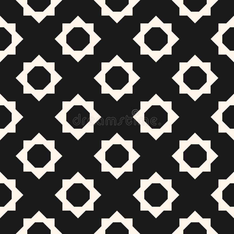 Abstract Geometric Floral Seamless Pattern. Vector Black and White ...