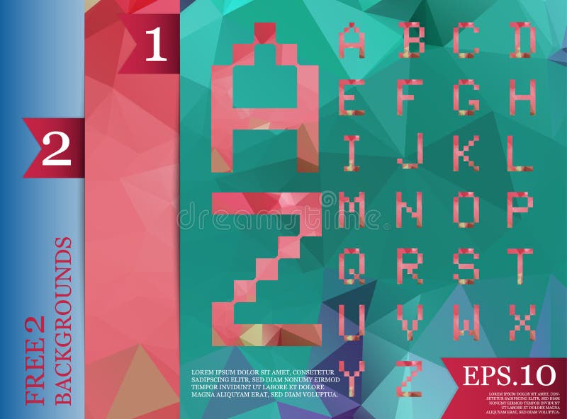 Abstract Geometric Font Backgrounds Full Color Crystal Font Poly Stock ...