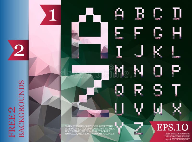Abstract Geometric Font Backgrounds Full Color Crystal Font Poly Stock ...