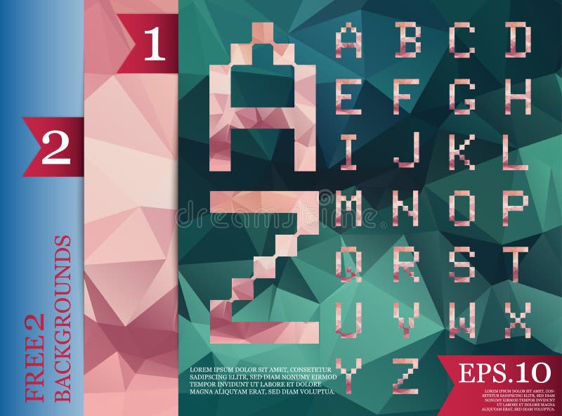 Abstract Geometric Font Backgrounds Full Color Crystal Font Stock ...