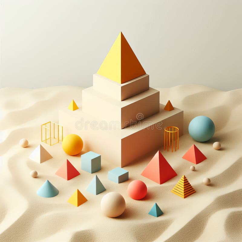 Abstract Geometric Forms Arranged on Sandy Surface Stock Illustration ...