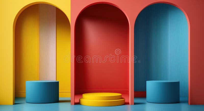Abstract Geometric Forms. Minimal Scene with Podiums Stock Illustration ...