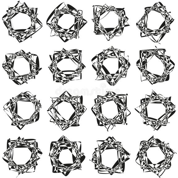 Abstract Geometric Forms. Monochrome Patterned Shapes. Repeating ...
