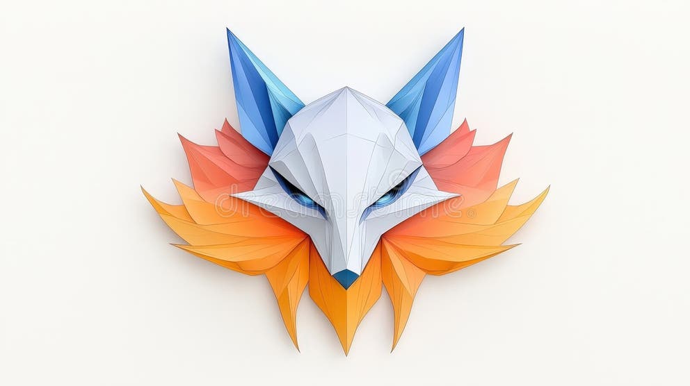 Abstract Geometric Fox Head Artwork with Vibrant Colors and Sharp ...