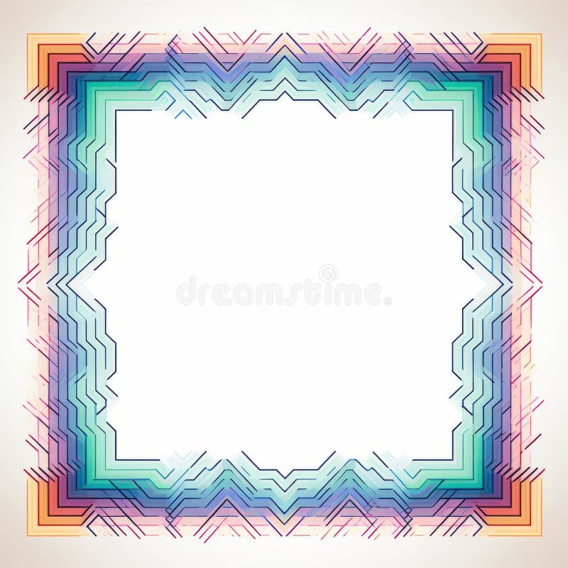 Abstract Geometric Frame with Colorful Lines on a White Background ...