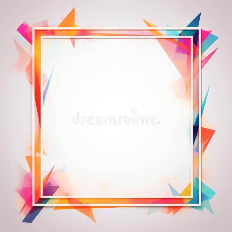 Abstract Geometric Frame with Colorful Triangles on a Light Background ...