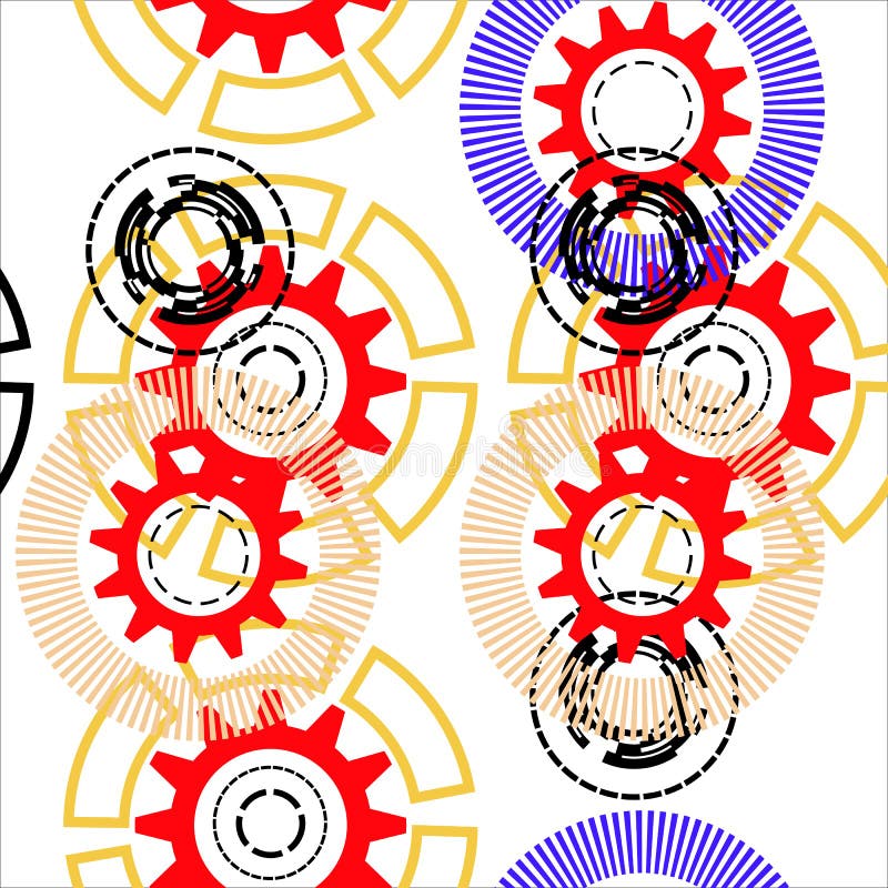 Abstract Geometric Gear, Cogwheel, Circles, Lines, Rays, Dotted Lines ...