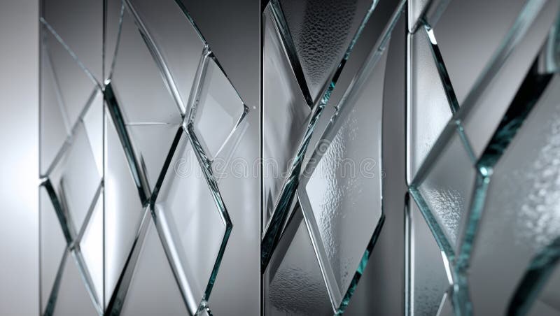 Abstract Geometric Glass Panels with Reflection and Light Effects Stock ...