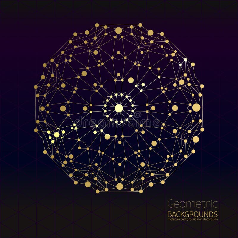 Abstract Geometric Gold Lattice, the Scope of Molecules Stock Vector ...