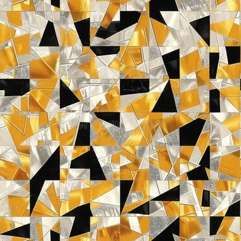Abstract Geometric Gold and Silver Triangle Mosaic Pattern Stock Photo ...