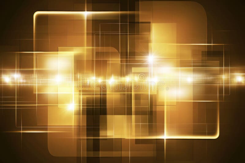 Abstract Geometric Golden Lights and Shapes with Sparking Illumination ...