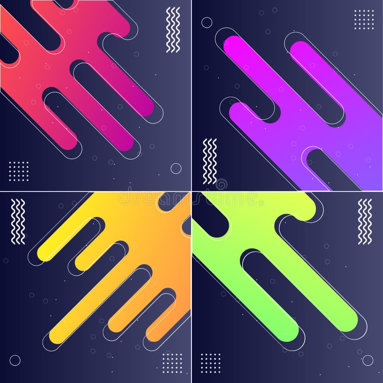Abstract Geometric Gradient Backgrounds Pack of 4 Minimalistic Fluid Shapes Stock Vector ...