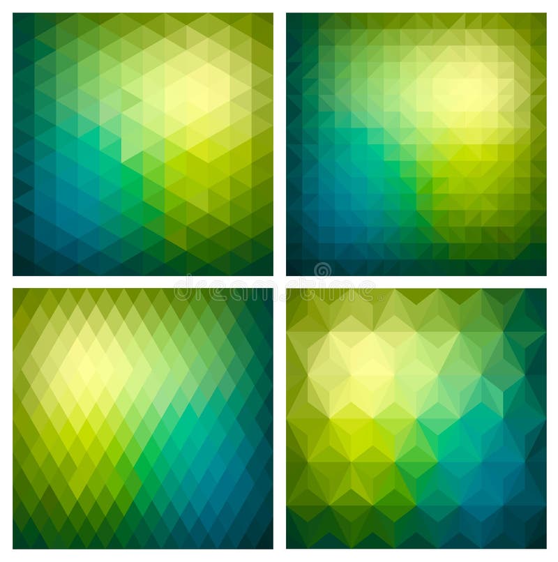 Abstract Geometric Green Background Set Stock Vector - Illustration of ...