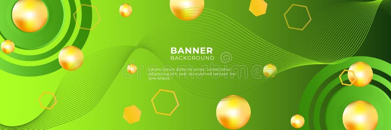 Abstract Geometric Green Wide Banner Layout Design. Wide Background ...