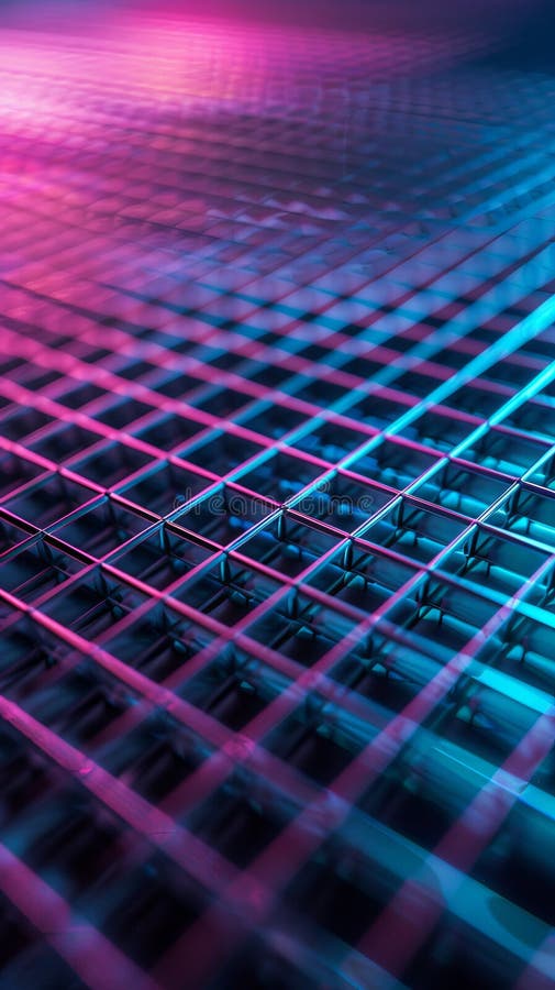 Abstract Geometric Grid with Neon Lights, Futuristic Concept Stock ...
