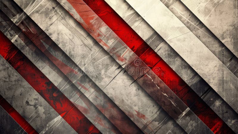 Abstract Geometric Grunge Banner with Dark Red and Gray Stripes, Old ...