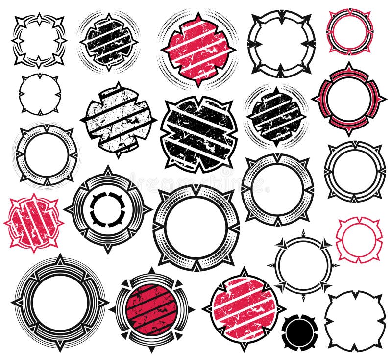 Abstract Geometric Grungy Texture Stamps Stock Illustration ...