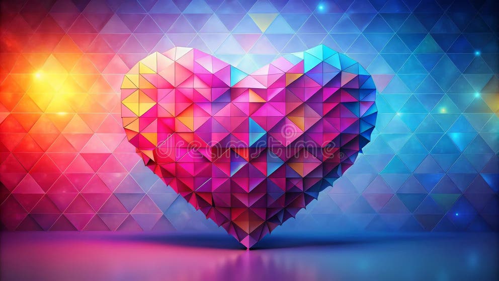 Abstract Geometric Heart Design with Vibrant Triangular Patterns ...