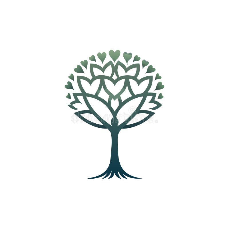 Abstract Geometric Heart Tree in Black and White, Minimalist Design ...