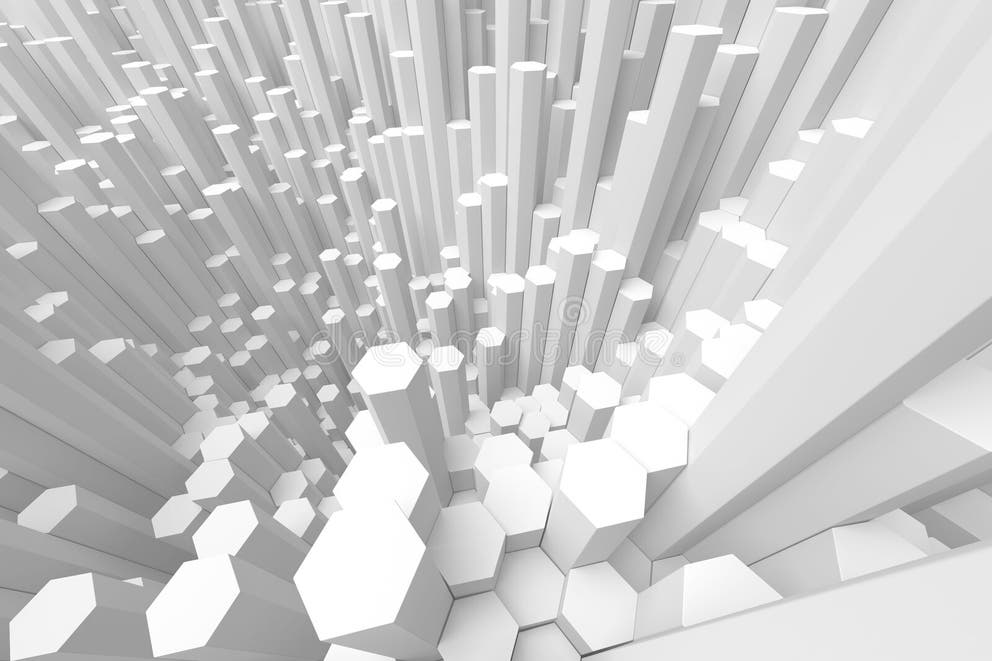 Abstract Geometric Hexagonal Column Pattern in White Stock Illustration ...