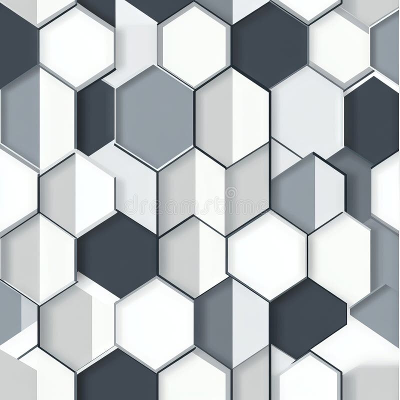 Abstract Geometric Hexagonal Pattern in Shades of Gray and White for ...