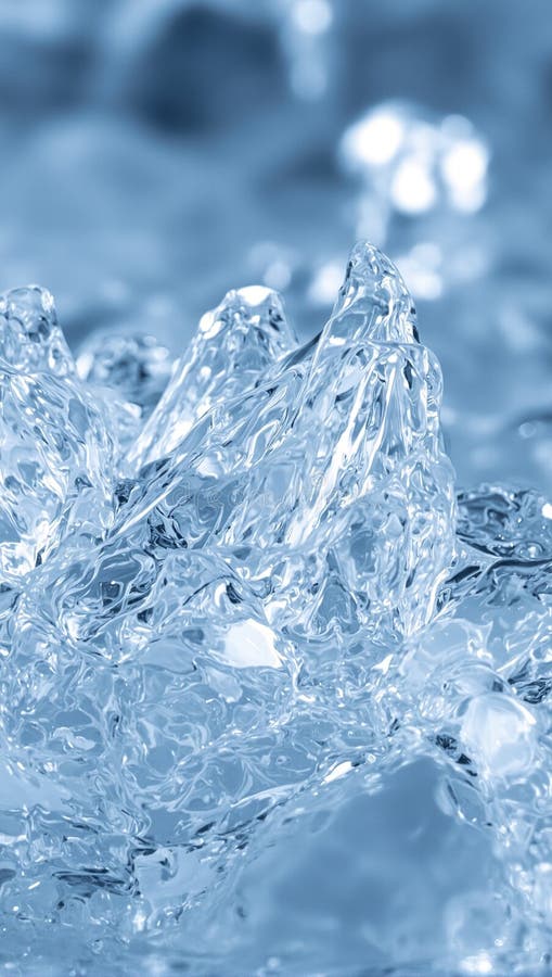 Abstract Geometric Ice Shards Melting in Water Refracting Light Stock ...