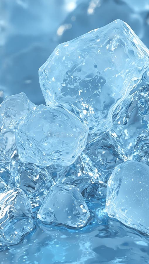 Abstract Geometric Ice Shards Melting in Water Refracting Light Stock ...