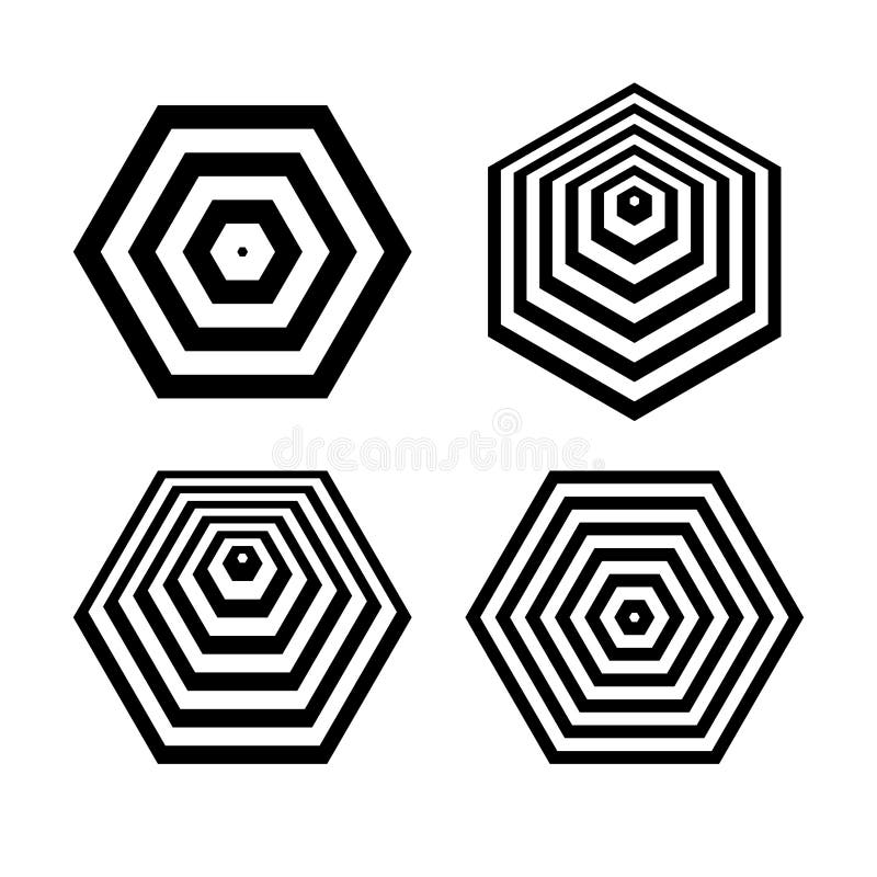 Abstract Geometric Icons in Hexagon Shape. Design Elements Set Stock ...