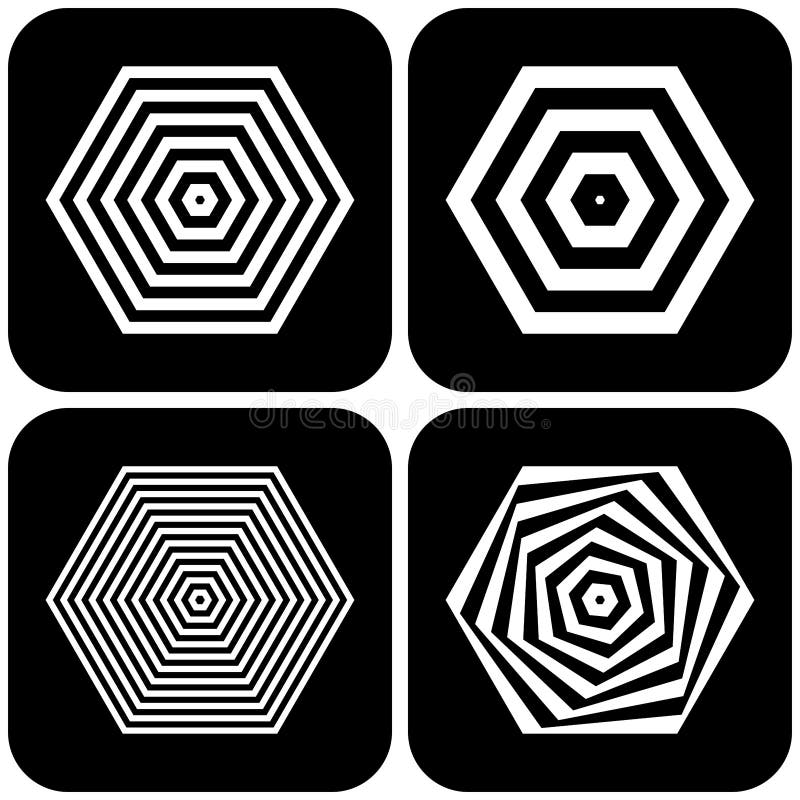 Abstract Geometric Icons in Hexagon Shape. Design Elements Set Stock ...