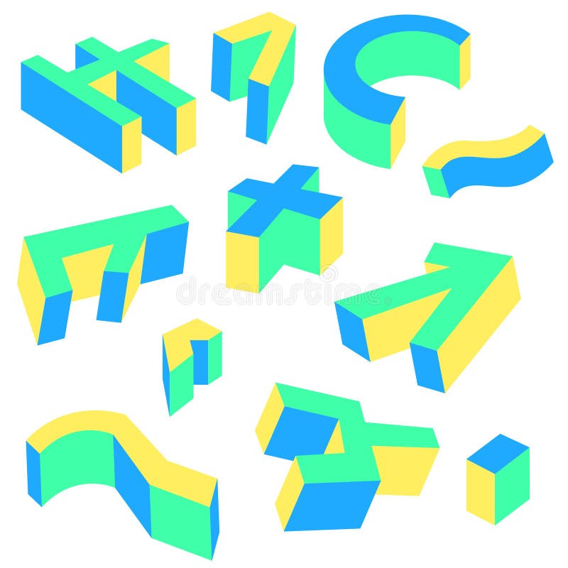 Abstract Geometric Icons Set. Tree-dimensional Shapes Stock Vector ...