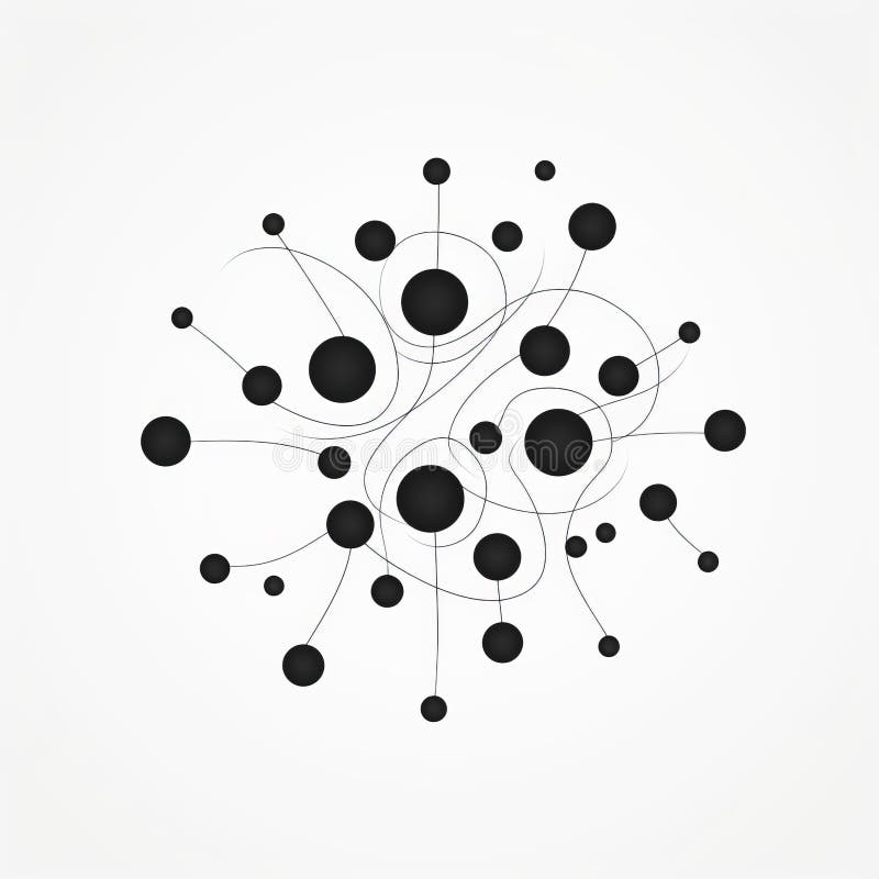 Abstract Geometric Illustration of Black Dots and Circles in Linear ...