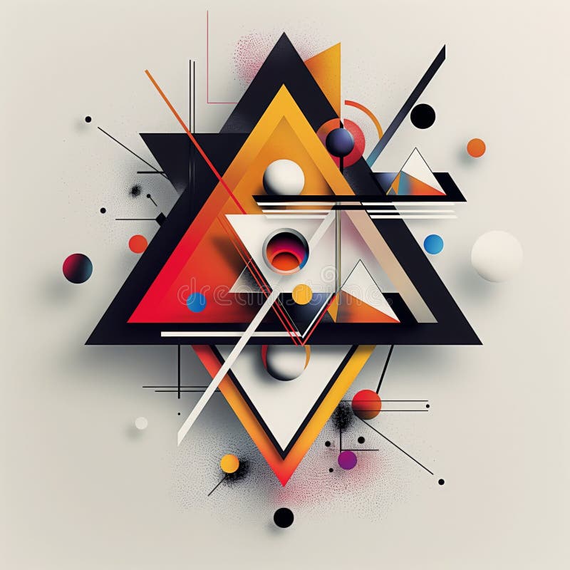 Abstract Geometric Illustration Colorful Triangles Circles Lines White ...