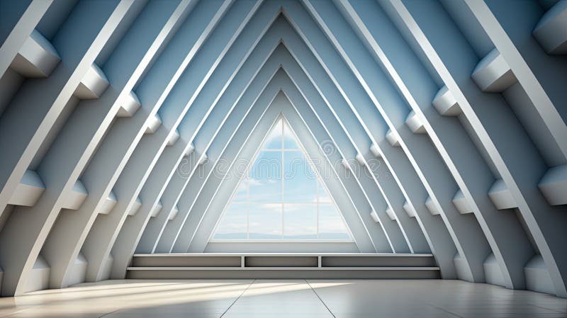 Abstract Geometric Indoor Structure with Triangle Walls and Large ...
